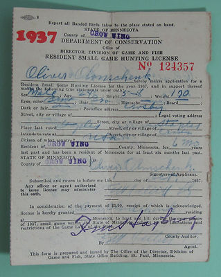 Licenses - Vintage Hunting License