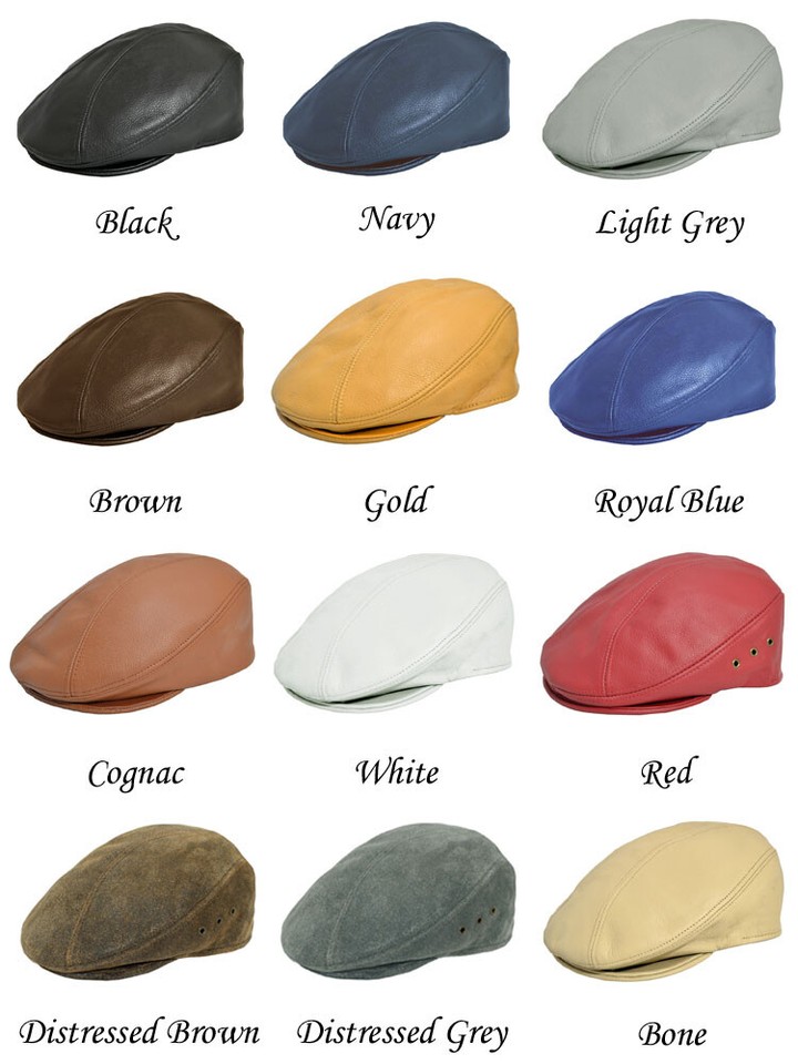 Emstate Genuine Leather Ascot Ivy Flat Cap Made in USA Assorted Colors ...