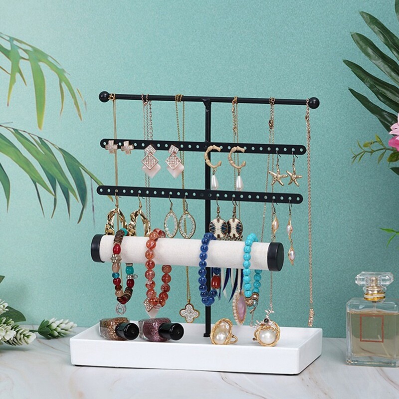 4 Tier Jewelry Rack Removable Earring Storage Jewelry Necklace ...