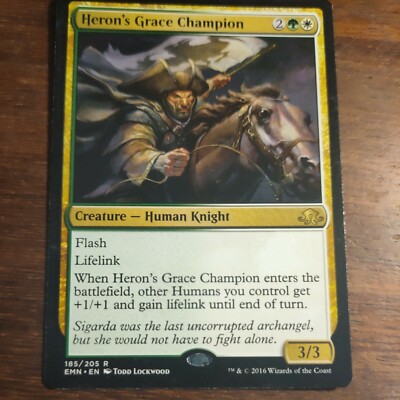 HERON'S GRACE CHAMPION Eldritch Moon MTG Gold Creature Human Knight ...