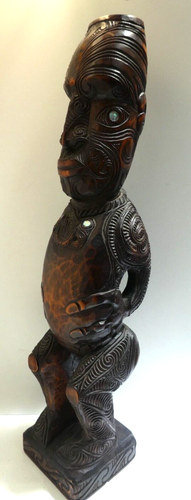 FANTASTIC HEMI RANGI NUI AOTEAROA CARVED TIKI STATUE MAORI MASTER ...