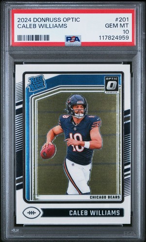 2024 Panini Donruss Optic Caleb Williams Base Rated Rookie #201 PSA 10 ...