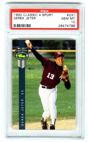 DEREK JETER~1992 CLASSIC 4-SPORT PSA-10 GEM-MT MINOR LEAGUE ROOKIE RC ...