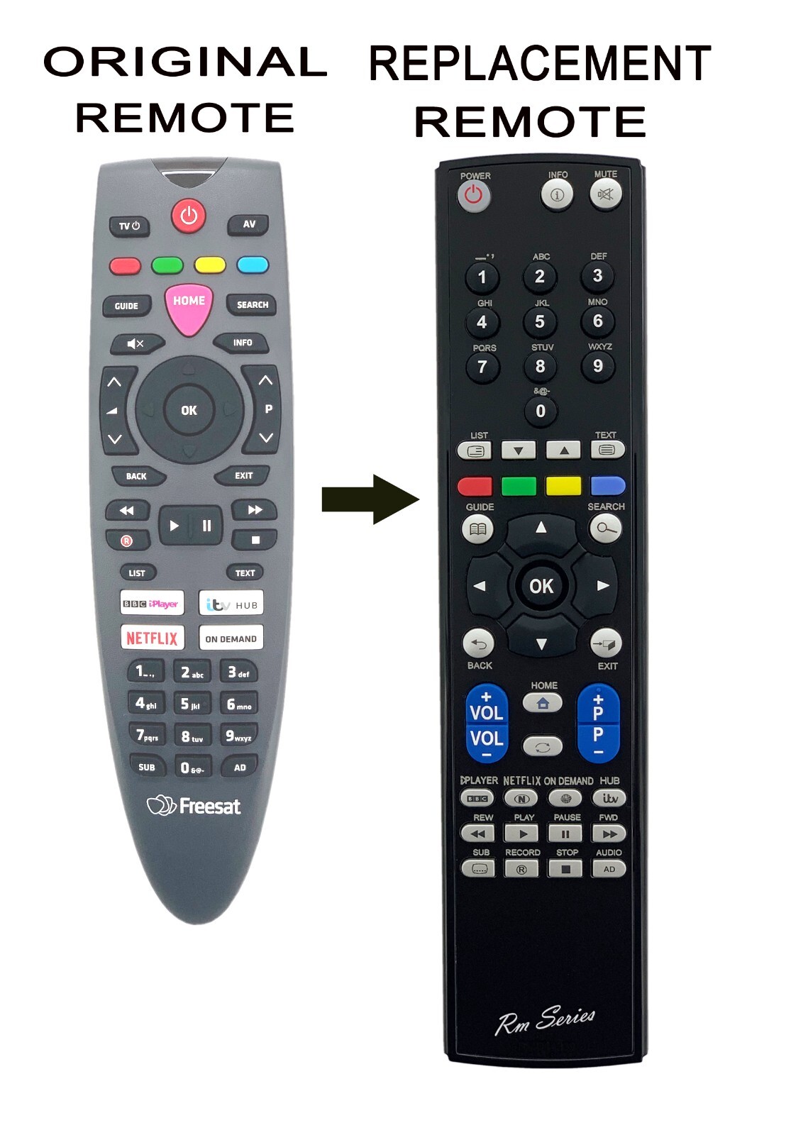 Freesat UHD-4X UHD-4X-500 Smart 4K Ultra HD Digital Replacement Remote ...