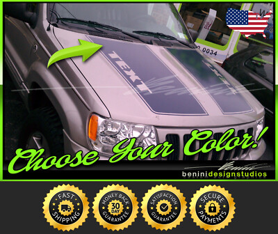 Custom Vinyl Hood Racing Stripes Graphics 3 - FITS 99-04 Jeep Grand ...