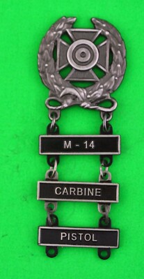 Army Expert Marksmanship Badge with M-14, CARBINE, PISTOL Qualification ...
