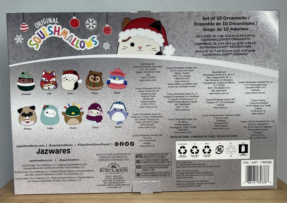 Set Of 10 Original Squishmallows Christmas Ornaments by Kurt Adler ...
