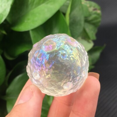Angel Aura Quartz Moon Sphere Rainbow Crystal Sphere Ball Mineral ...