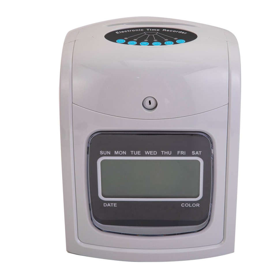 Employee Attendance LCD display Punch Time Clock Payroll Recorder W ...