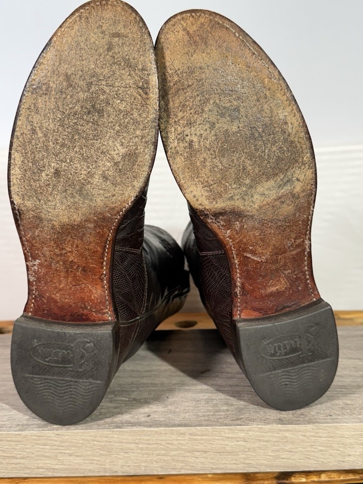 Vintage Justin Boots Men’s Exotic Lizard Roper Cowboy Boots Size 10 B ...
