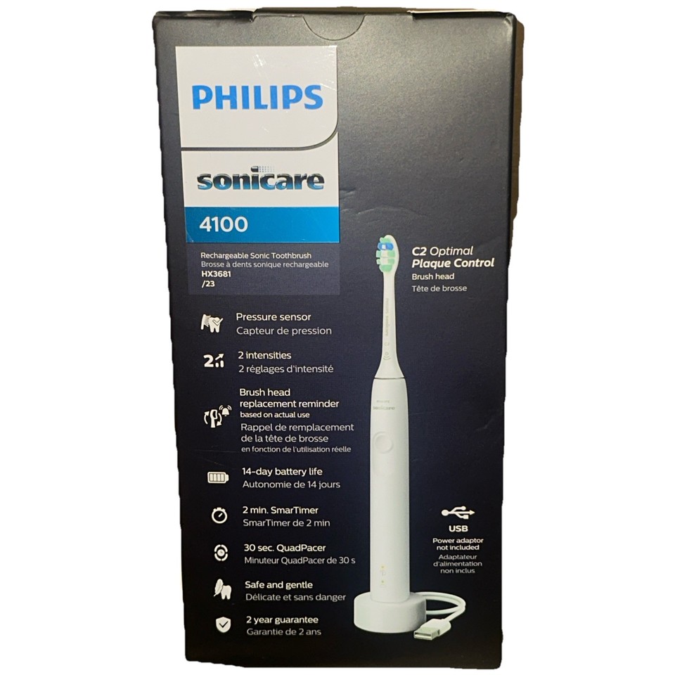 Philips Sonicare 4100 Rechargeable Toothbrush Pressure Sensor White ...