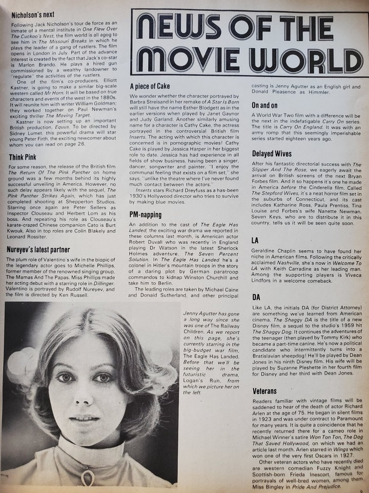 FILM REVIEW JUN 1976 BARRY EVANS, ADVENTURES TAXI, FRANCOISE PASCAL ...