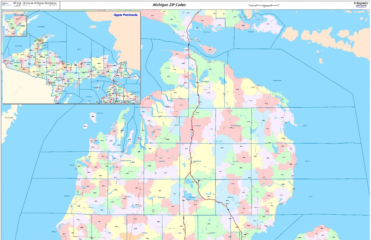 Michigan State Zip Code Map