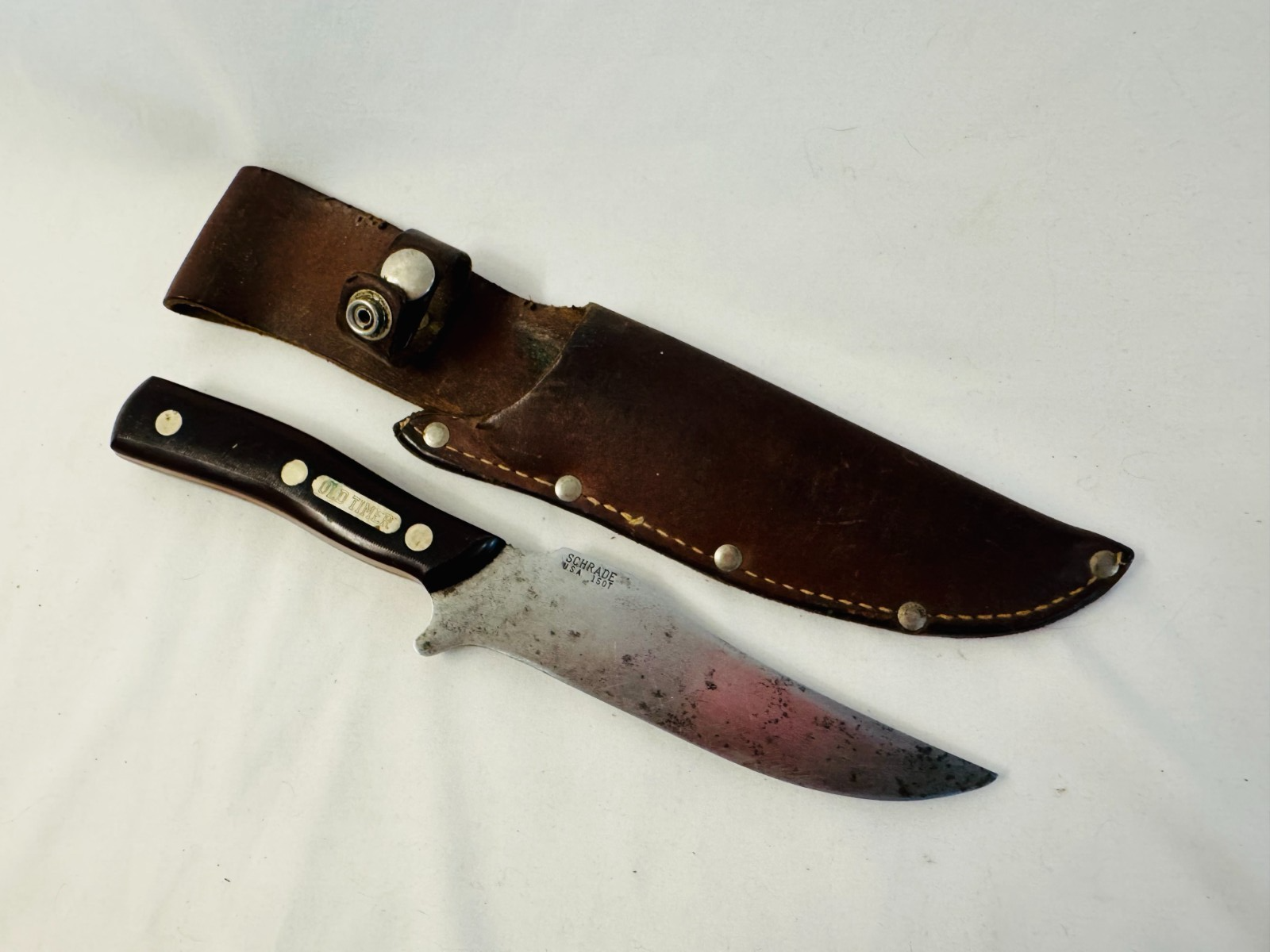 Old Vtg OLD TIMER SCHRADE USA 150T Hunting Camping Fixed Blade Knife W ...