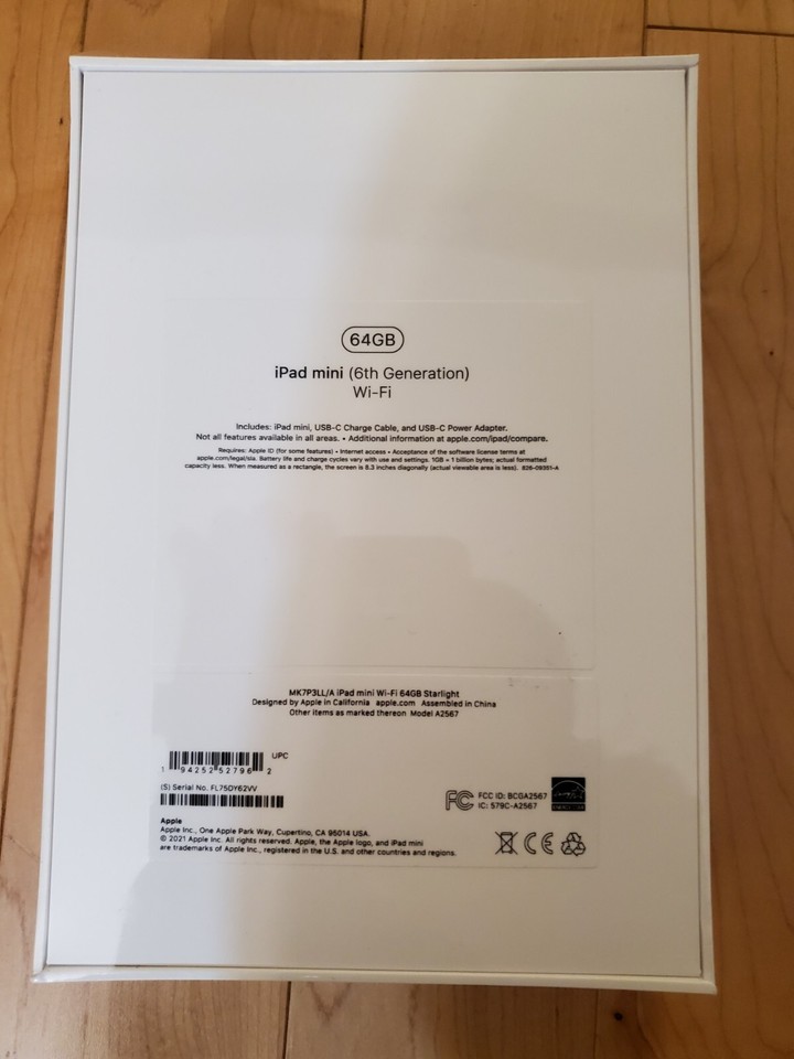 Apple iPad Mini 6th Gen. 64GB, 8.3 in - Starlight Model A2567 | eBay