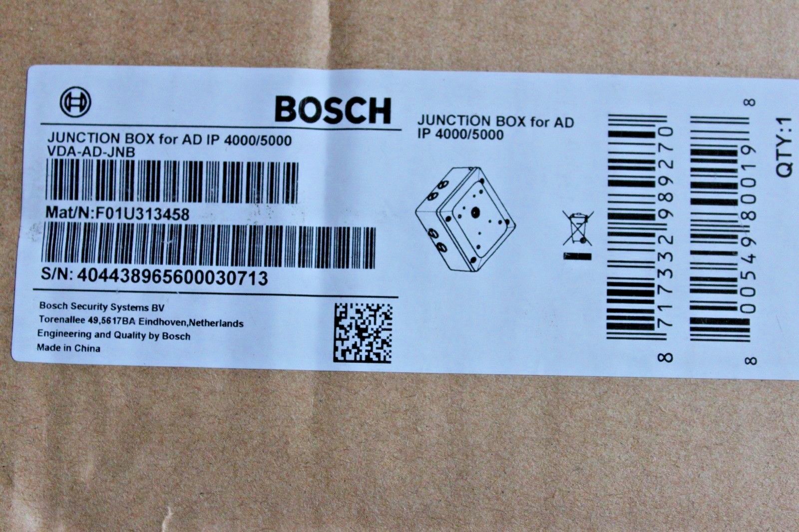 Bosch VDA-AD-JNB junction box for use with Bosch AUTODOME network ...