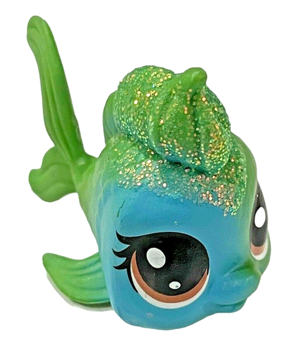 Littlest Pet Shop Fish LPS Mini Figure Green Blue Glitter Brillia Beryl ...