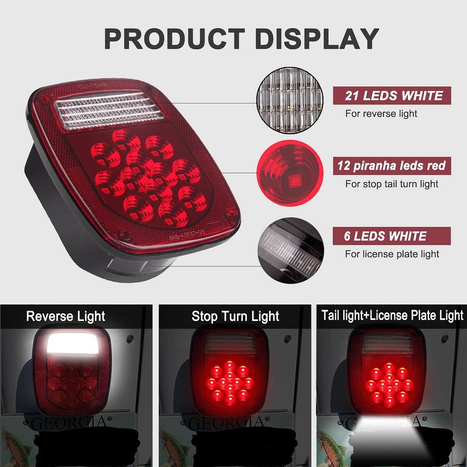 Pair For Jeep Wrangler TJ CJ YJ Smoked LED Tail Lights Brake/Turn ...