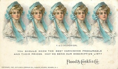 PRETTY LADY AD FOR FLOOD & CONKLIN, NEWARK, NJ, c 1905 VINTAGE POSTCARD ...