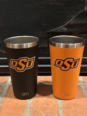SET OF 2 SIMPLE MODERN OKLAHOMA STATE OSU STAINLESS STEEL TUMBLERS 16 ...