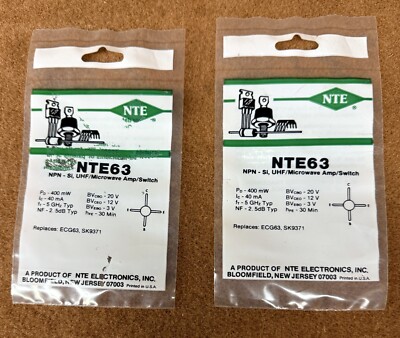NOS NEW NTE Electronics NTE63 NPN-Si, UHF/Microwave Amp/Switch (ECG63 ...