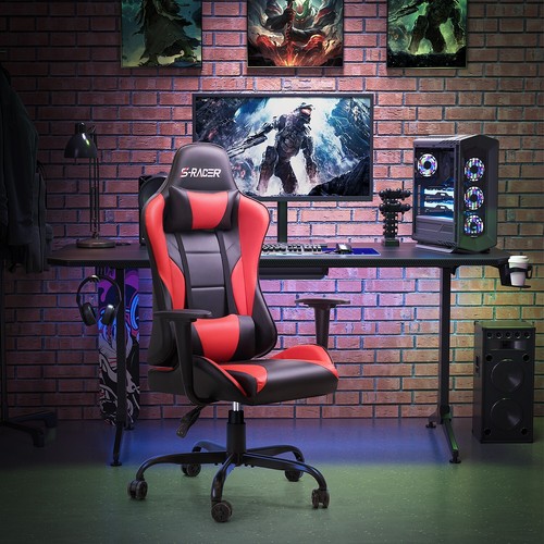 S-Racer Gaming Chair Office Chair Synthetic Leather Adjustable Seat ...