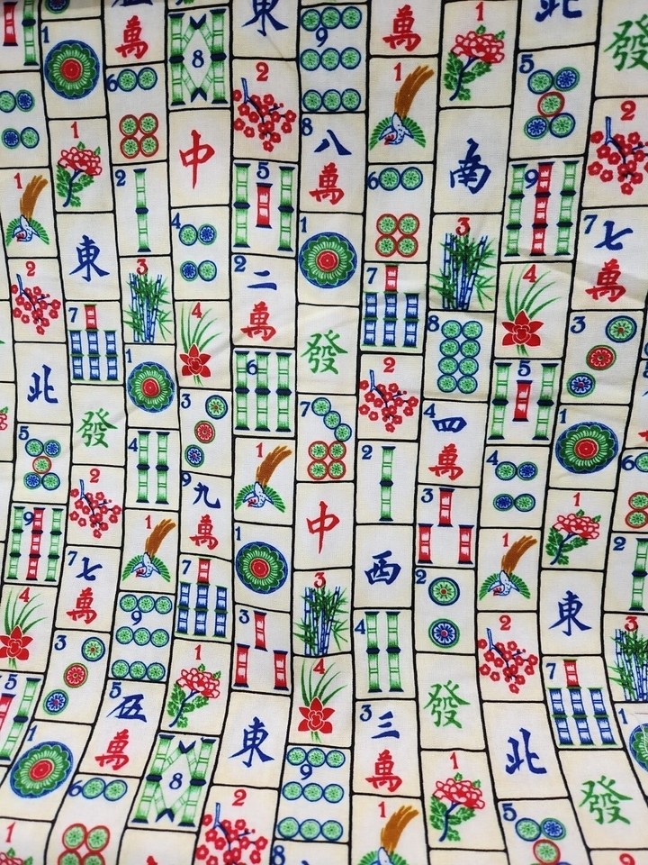 New ORIENTAL mah Jong Mahjong printed Fabric 100% Cotton Fabric by the ...