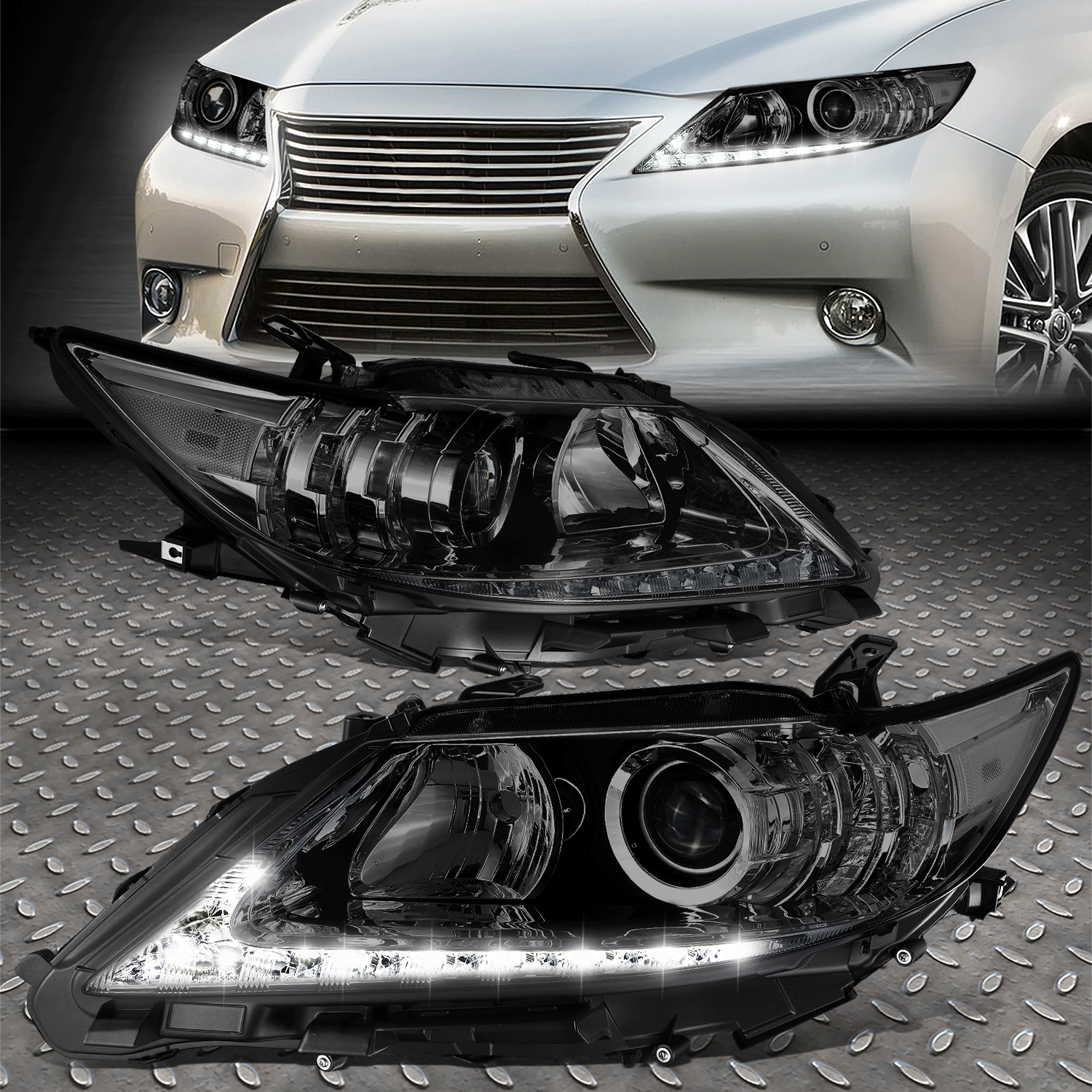 [LED DRL]FOR 13-15 LEXUS ES300H ES350 OE STYLE PROJECTOR HEADLIGHTS ...