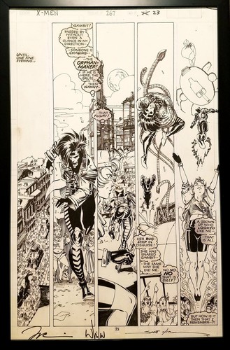 X-Men #267 pg. 23 Gambit Jim Lee 11x17 FRAMED Original Art Poster ...