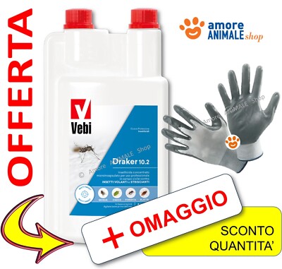 Vebi DRAKER 10.2 → 1 / 2 / 3 Litri - INSETTICIDA Insetti Cimici Mosche ...