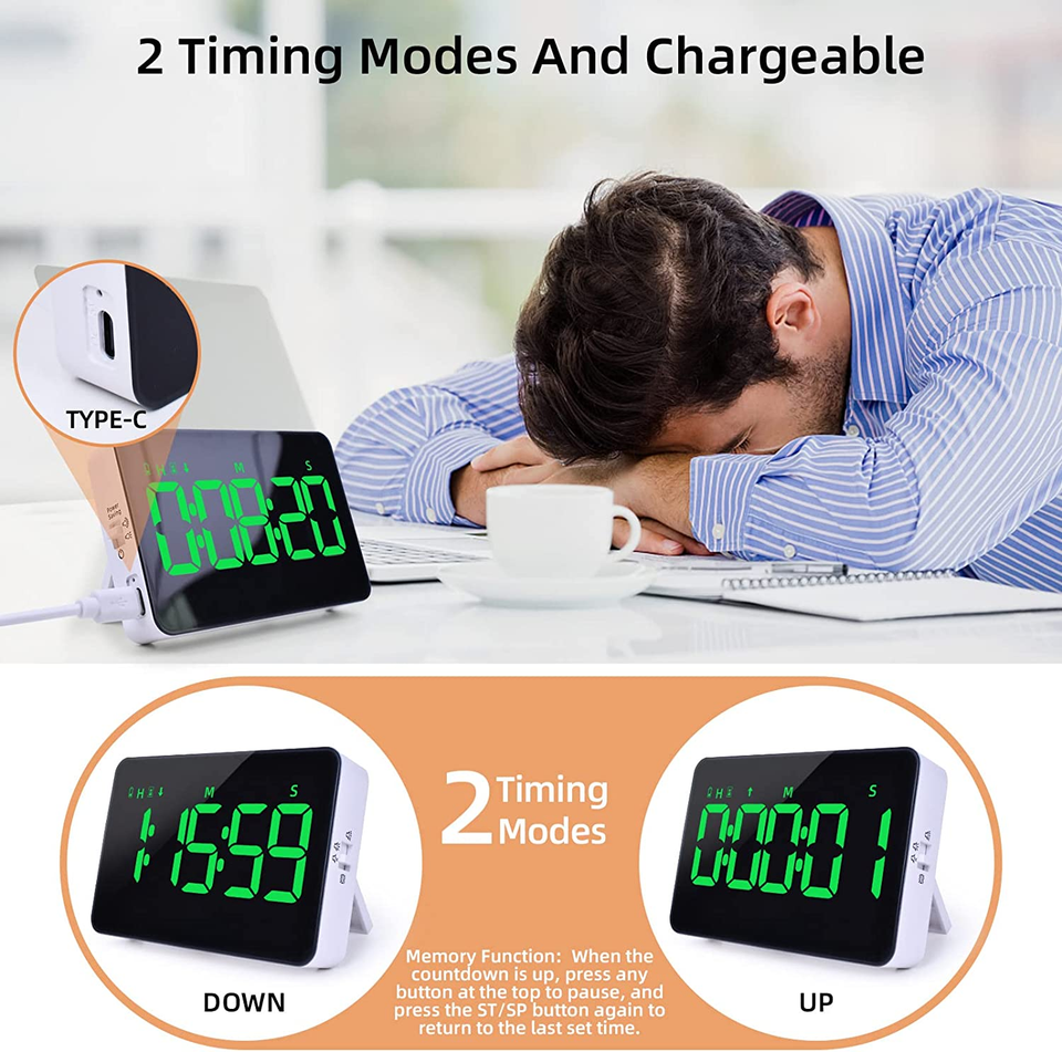 Rechargeable Digital Kitchen Timer for Cooking Magnetic Timers with ...