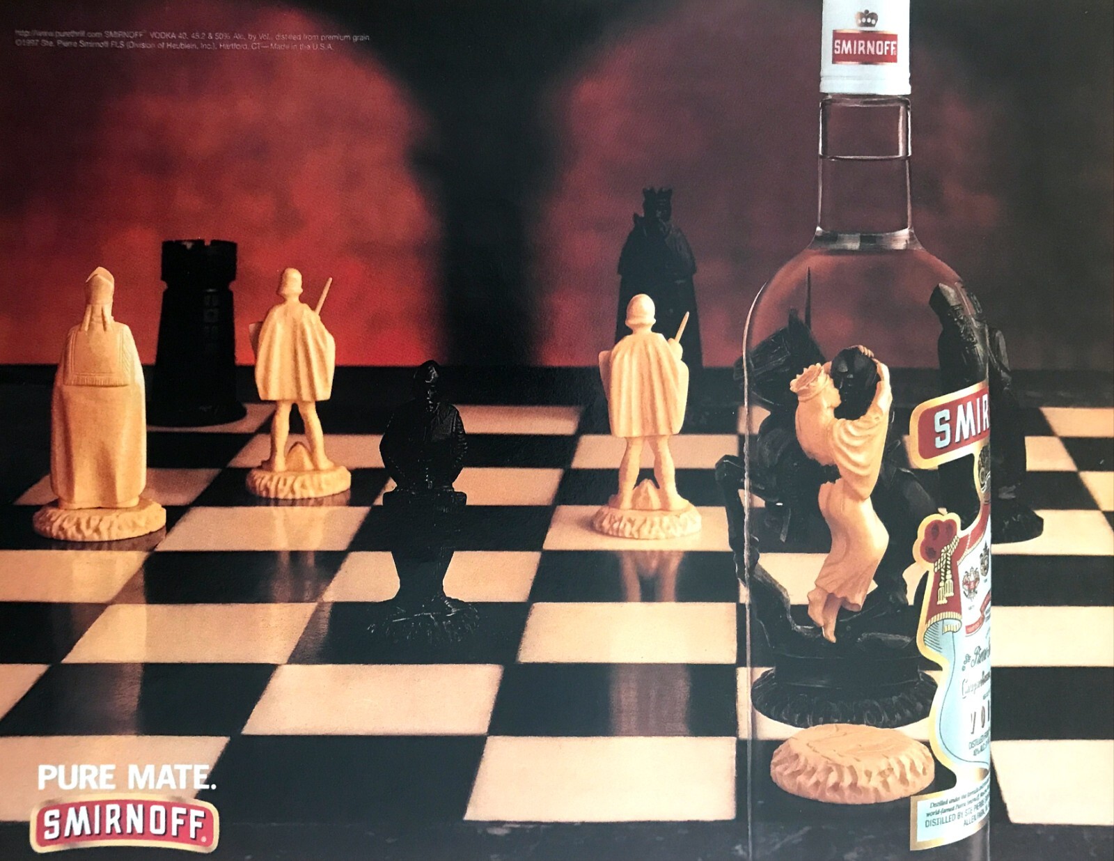 1997 Chess Board Set Queen Kissing Knight photo Smirnoff Vodka vintage ...
