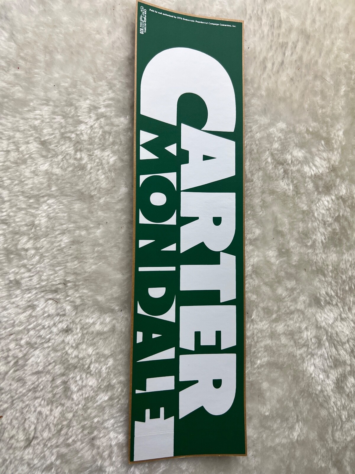 1976 Carter Mondale Presidential Campaign Unused Bumper Sticker 11 1/4 ...