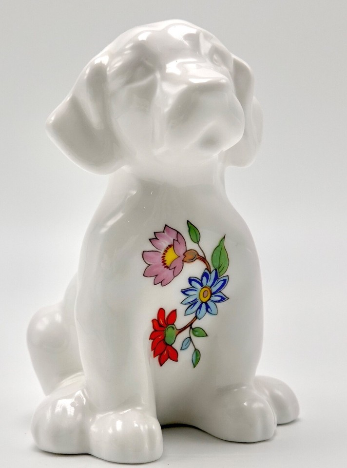 Bone China Dog Figurine 4 inch White with Florals Aynsley England | eBay