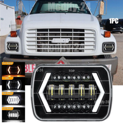 Fit GMC Safari C6500 C7500 Topkick 7x6" Inch LED Headlight Hi/Lo Halo ...