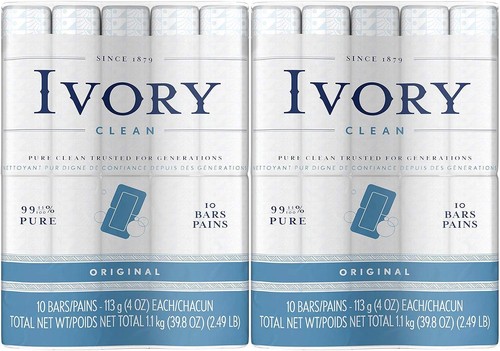 Ivory Clean Original Bar Soap, 4 Ounce, 10 Count (Pack of 2) Total 20 ...