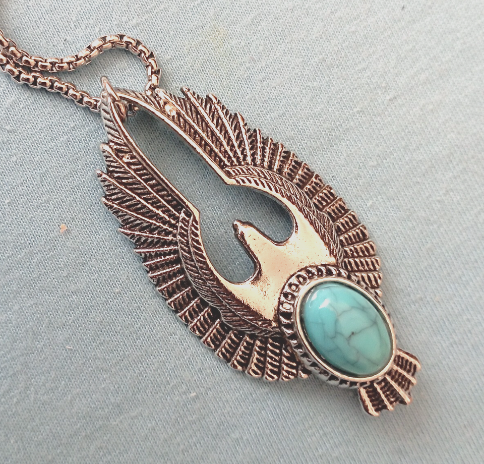STPC 0020 = Egyptian Eagle wings design 50mm long STEEL pendant on 23 ...