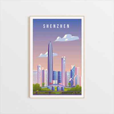 Shenzhen City Travel Illustration poster Choose your Size | eBay Australia