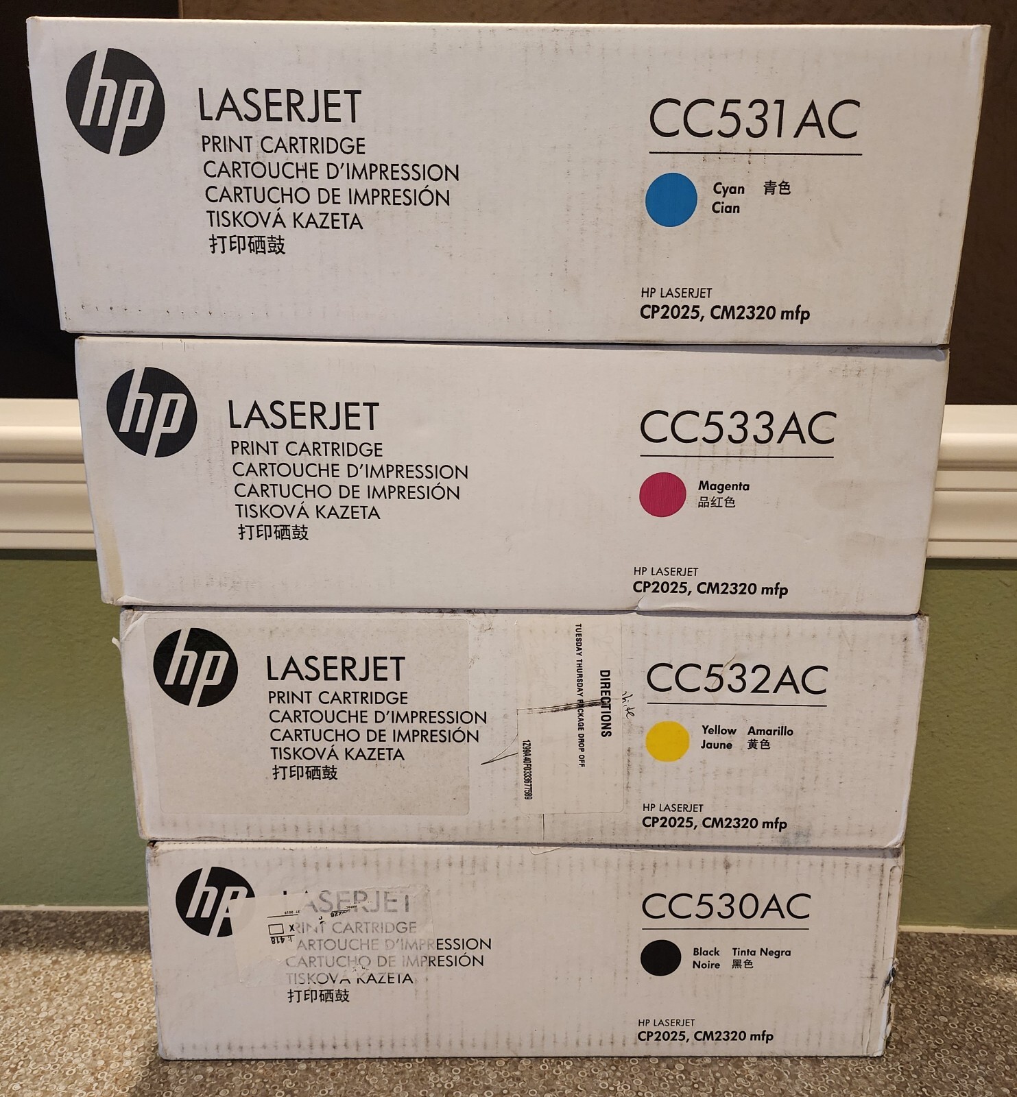 Set of (4) New Sealed Genuine HP CC530AC, CC531AC, CC532AC, CC533AC ...