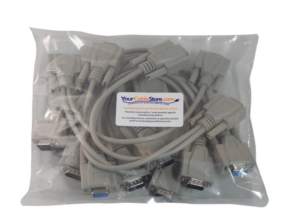1 Foot 9 Pin Serial Splitter Cable Db9 2 Male / 1 Female Rs232 5 Pack ...