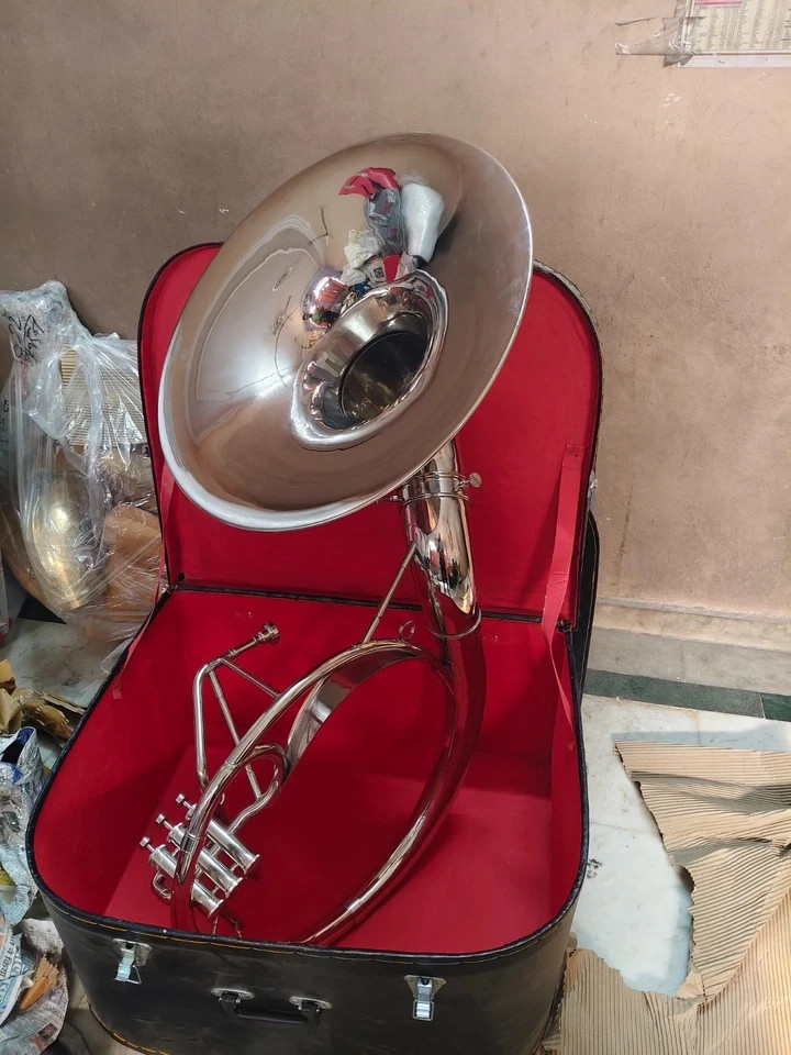 SOUSAPHONE 22"BELL SIZE OF PURE BRASS CHROME POLISH+CASE +MOUTHPC+ FREE ...