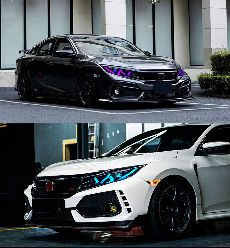 LED Headlight Set RGB DRL For 2016-2021 10th Gen Honda Civic RGB Demon ...