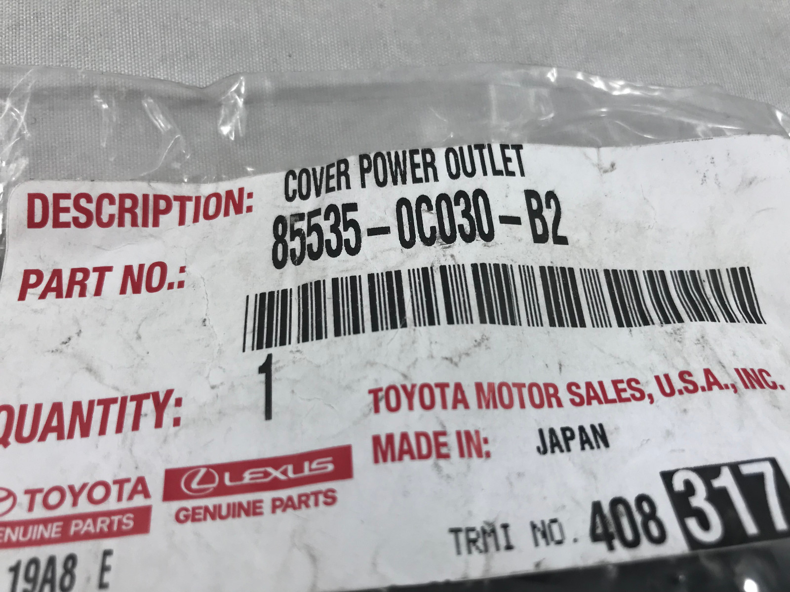 Toyota OEM 2009-2012 Rav4 Rear Power Outlert Cover 85535-0C030-B2 ...