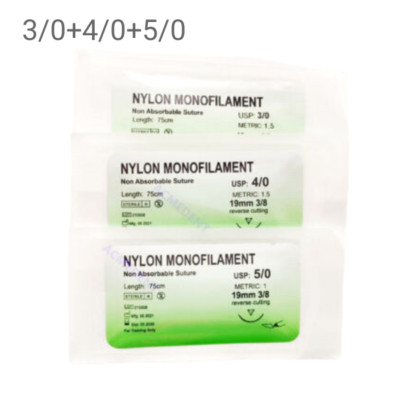 50pcs Dental Sutures Reverse Suture Metric 1.5 Nylon Monofilament 3-0 4 ...