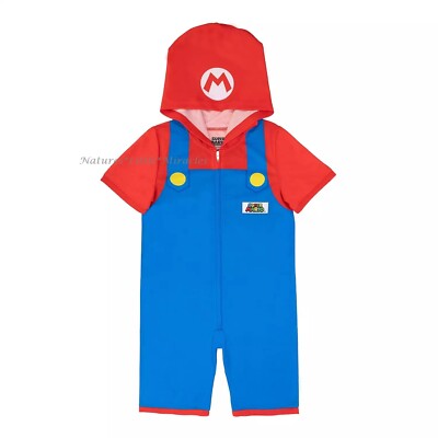 Super Mario Union Suit Boy Size 6 8 10 12 One Piece Pajama Shorts ...