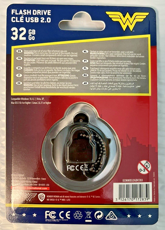 Emtec Wonder Woman Justice League USB 32 GB Flash Drive Keychain DC New ...