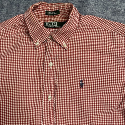 Vintage Polo Ralph Lauren Shirt Men Small Red Gingham Checkered Made in ...