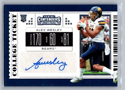 2019 Panini Contenders Draft Picks College Ticket Alex Wesley #147 Auto ...