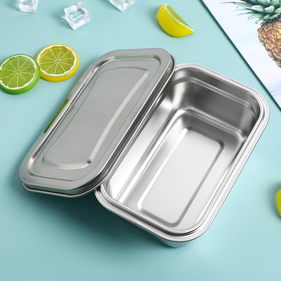 Convenient Freezer Ice Container Set 2-Pack Stainless Steel Ice Cream ...