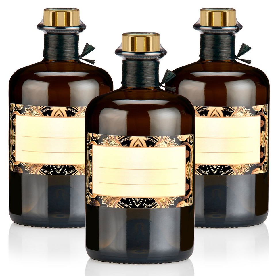 Apothekerflaschen braun leer 500ml Korken Band Kapseln & Label 1/3/6/9 ...